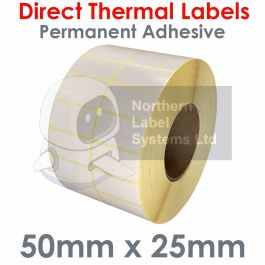 50mm x 25mm 2 Across Direct Thermal Labels - Large Roll