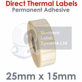 25mm x 15mm Top Coated Direct Thermal Labels