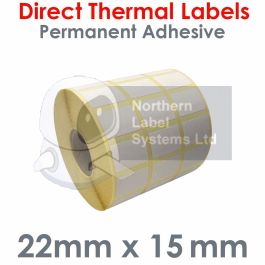 22mm x 15mm 3 Across Direct Thermal Labels