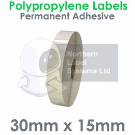 30mm x 15mm Gloss Polypropylene Labels - Large Roll