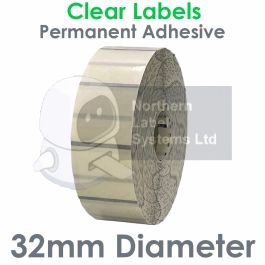 32mm Diameter Clear Polypropylene Labels