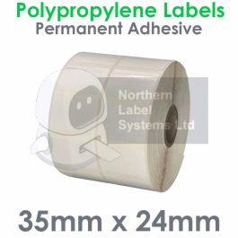 35mm x 24mm 2 Across Gloss Polypropylene Labels - Small Roll