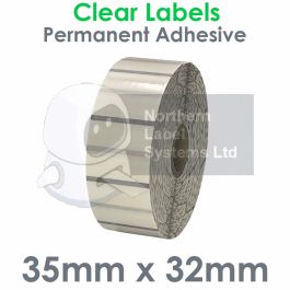 35mm x 32mm Clear Polypropylene Labels - Small Roll