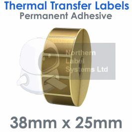 38mm x 25mm Gold Labels Thermal Transfer - Small Roll