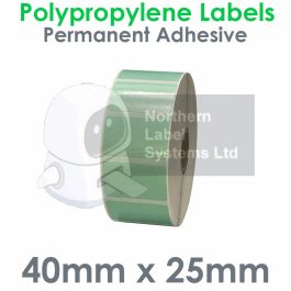 Green Waterproof Label 40mm x 25mm - Small Roll