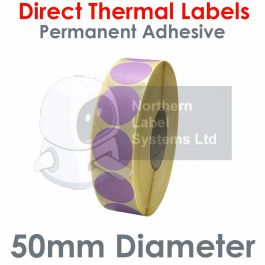 Lilac 50mm Diameter DT Labels - Large Roll