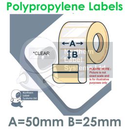 Clear Polypropylene Labels - 50mm x 25mm