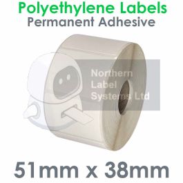 51mm x 38mm Matt White Polyethylene Labels - 1,000 per roll