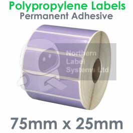 Lilac 75mm x 25mm Polypropylene Labels - Small Roll