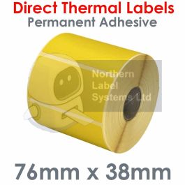 Yellow 76mm x 38mm Direct Thermal Labels