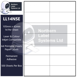 A4 Labels, 14 Per Sheet, 105mm x 42.5mm