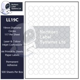 LL19C A4 Labels, 117 Per Sheet, 19mm Circles