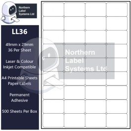 LL36 A4 Labels, 36 Per Sheet, 48.9mm x 29.6mm