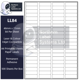 LL84 A4 Labels, 84 Per Sheet, 46mm x 11.1mm