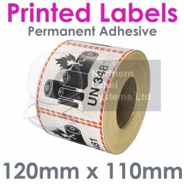 UN3481 Lithium Battery Warning Labels 120mm x 110mm