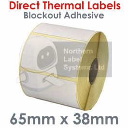 65mm x 38mm Direct Thermal Labels with Blockout Adhesive
