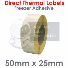 50mm x 25mm Direct Thermal Labels with Freezer Adhesive - Large Roll