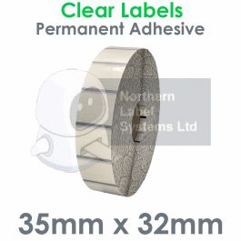 Clear Polypropylene Labels 35mm x 32mm - Large Roll