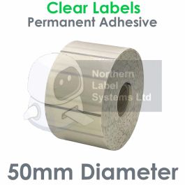 Clear Labels 50mm Diameter - Small Roll