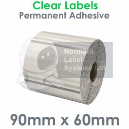 Clear Polypropylene Labels 90mm x 60mm - Small Roll