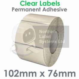 Clear 102mm x 76mm Polypropylene Labels - Large Roll