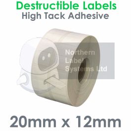 20mm x 12mm 2 Across Matt White Destructible Polyethylene Labels ...