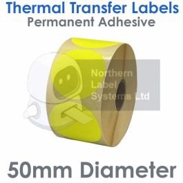 Fluorescent Yellow Labels 50mm Diameter - Small Roll