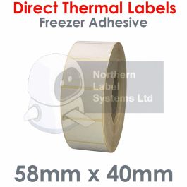 Freezer Adhesive 58mm x 40mm Direct Thermal Labels - Large Roll