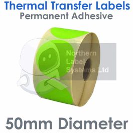 50mm Diameter Fluorescent Green Thermal Transfer Labels