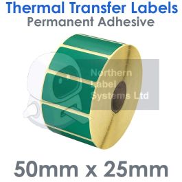 50mm x 25mm Dark Green Thermal Transfer Labels - Small Roll