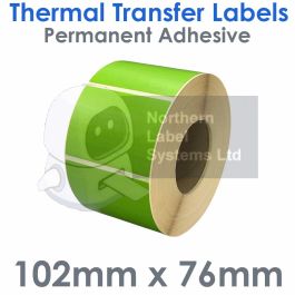 Green 102mm x 76mm Thermal Transfer Labels - Large Roll