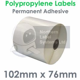 102mm x 76mm Gloss Polypropylene Labels - Small Roll