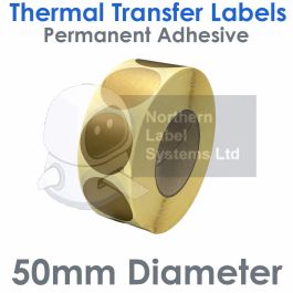 Gold 50mm Diameter Thermal Transfer Labels - Large Roll