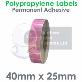 Pink Waterproof Labels 40mm x 25mm - Large Roll