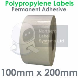 100mm x 200mm Gloss Polypropylene Labels - Large Roll