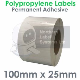 Waterproof Polypropylene Labels 100mm x 25mm - Large Roll
