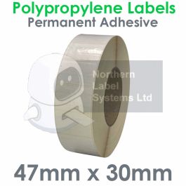 47mm x 30mm Gloss Polypropylene Labels- Large Roll