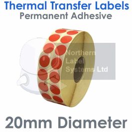 Red 20mm Diameter TT Labels - Large Roll