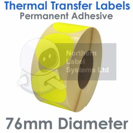 76mm Diameter Fluorescent Yellow Labels