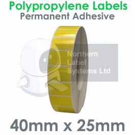 Yellow Waterproof Labels 40mm x 25mm - Large Roll