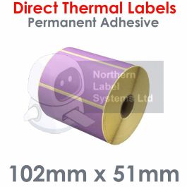 Lilac 102mm x 51mm Direct Thermal Labels - Small Roll