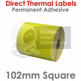 Lime Green 102mm x 102mm Direct Thermal Labels - Small Roll
