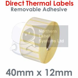 40mm x 12mm Removable Adhesive Direct Thermal Labels