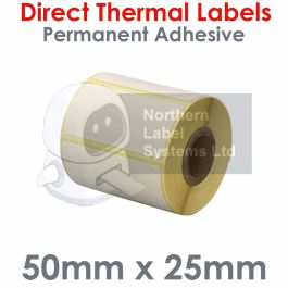 50mm x 25mm Direct Thermal Labels - 430 per roll - Mobile Labels