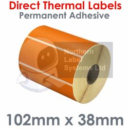 Orange 102mm x 38mm Direct Thermal Labels