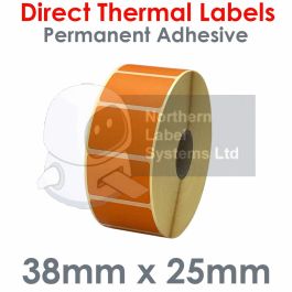 38mm x 25mm Orange Direct Thermal Labels