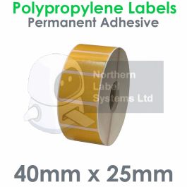 Orange Waterproof Labels 40mm x 25mm - Small Roll