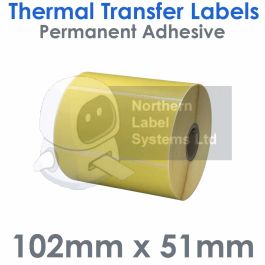Pale Yellow 102mm x 51mm Labels Thermal Transfer - Small Roll