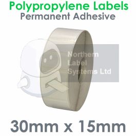 30mm x 15mm Gloss Polypropylene Labels - Small Roll