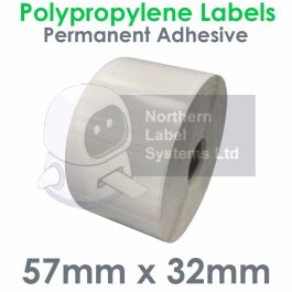 57mm x 32mm Gloss Polypropylene Labels - Small Roll